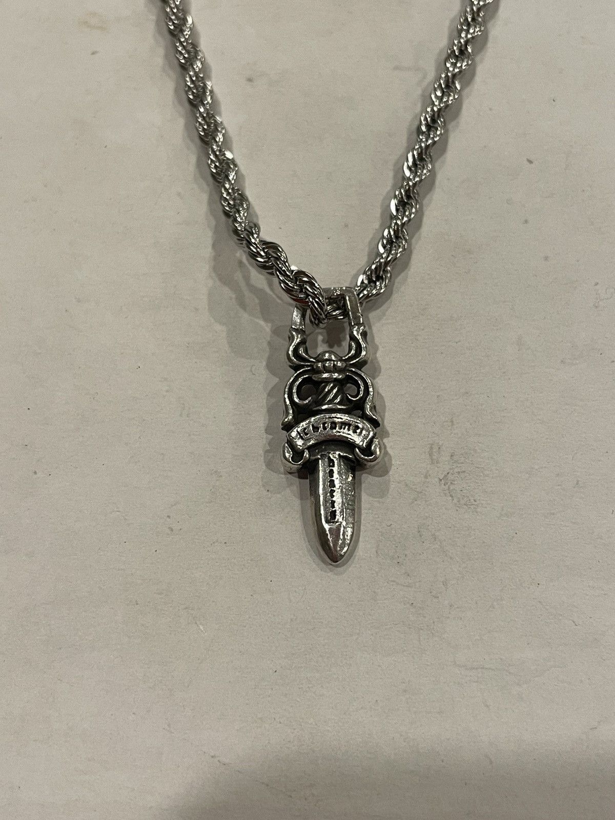 Chrome Hearts RARE Chrome Hearts Dagger Pendant Silver Rope Chain ...