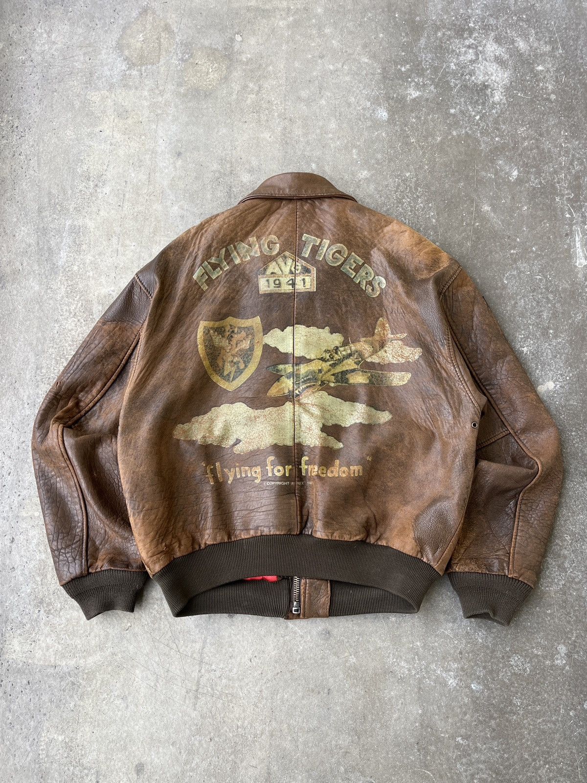 Avirex × Leather Jacket × Vintage Avirex 1987 Flying Tigers Leather ...