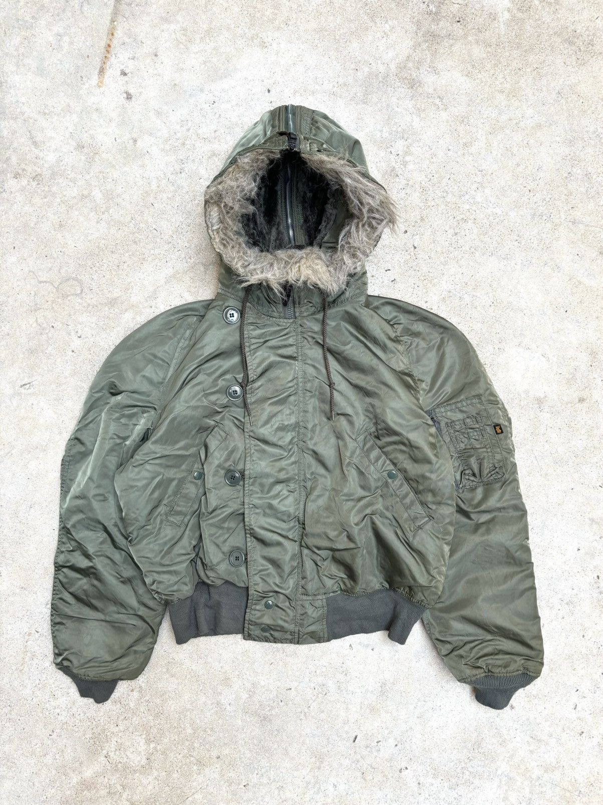 Alpha Industries × Bomber Jacket × Vintage Vintage ALPHA Fur Bomber ...