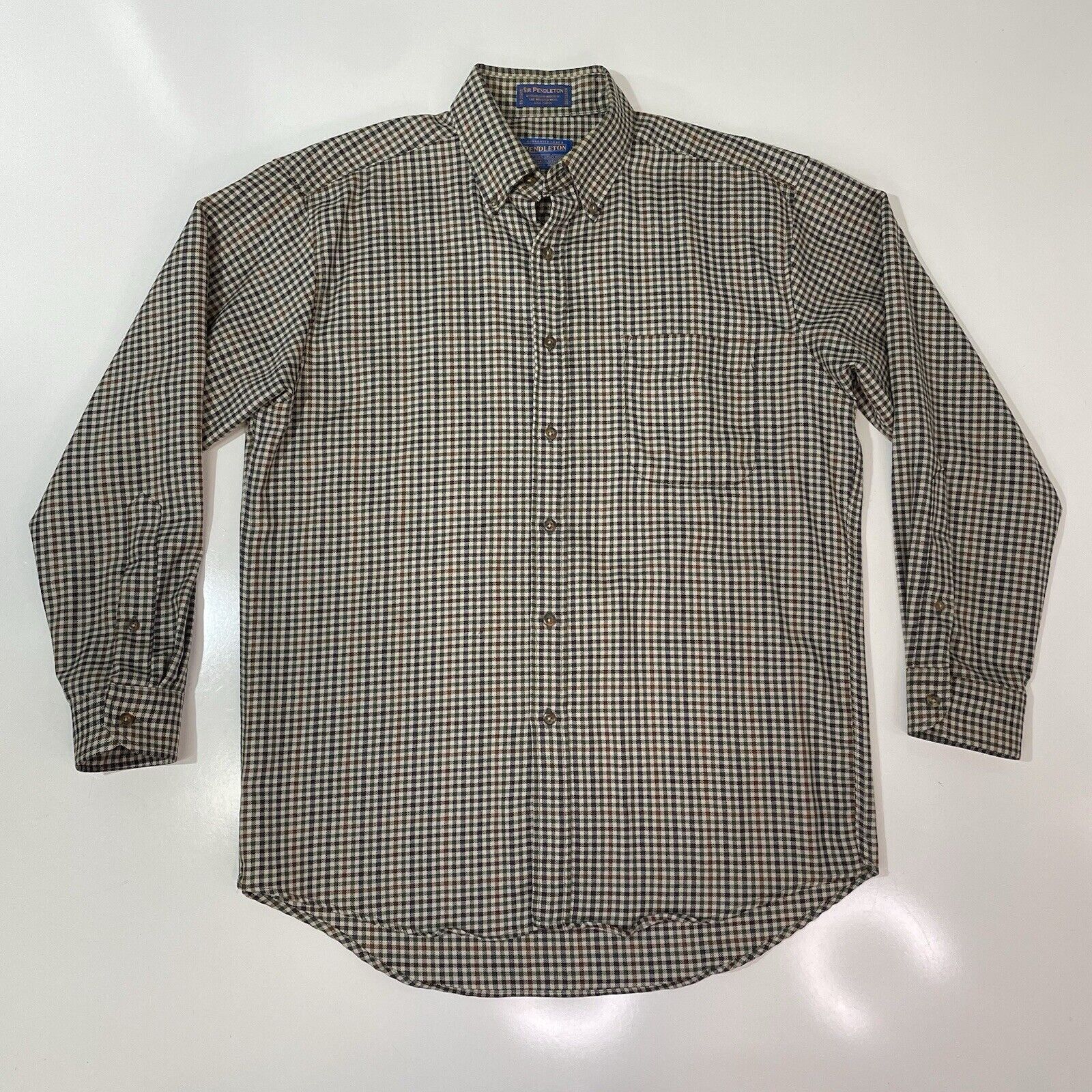 Pendleton VTG Sir Pendelton Plaid Long Sleeve Wool Shirt Mens M USA ...