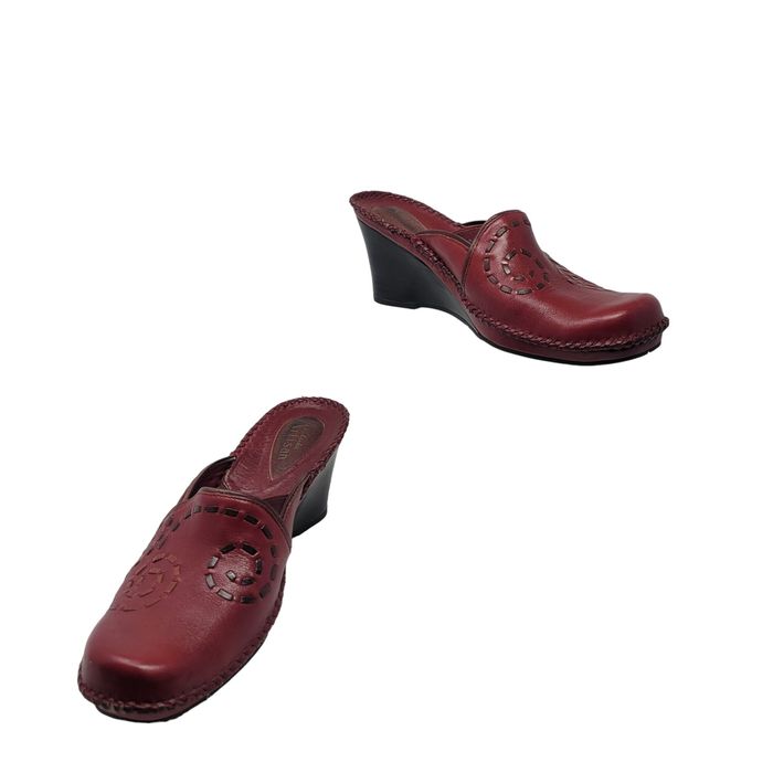 Clarks Clarks Artisan Collection Red Leather Embroidered Mules Wedg ...
