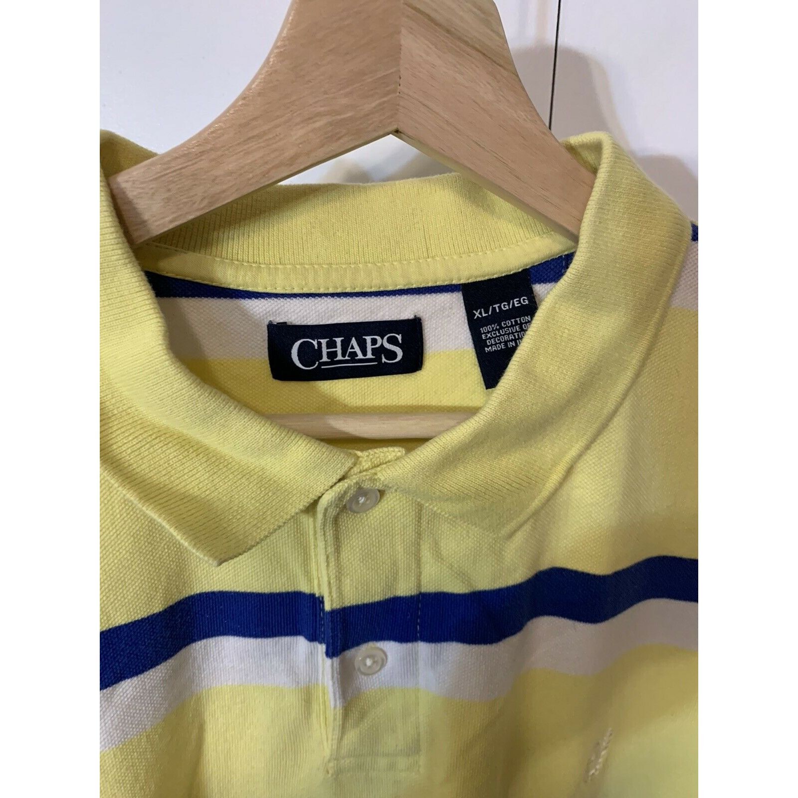Chaps Ralph Lauren Chaps Yellow Blue White Striped Polo Shirt Sz XL Men ...