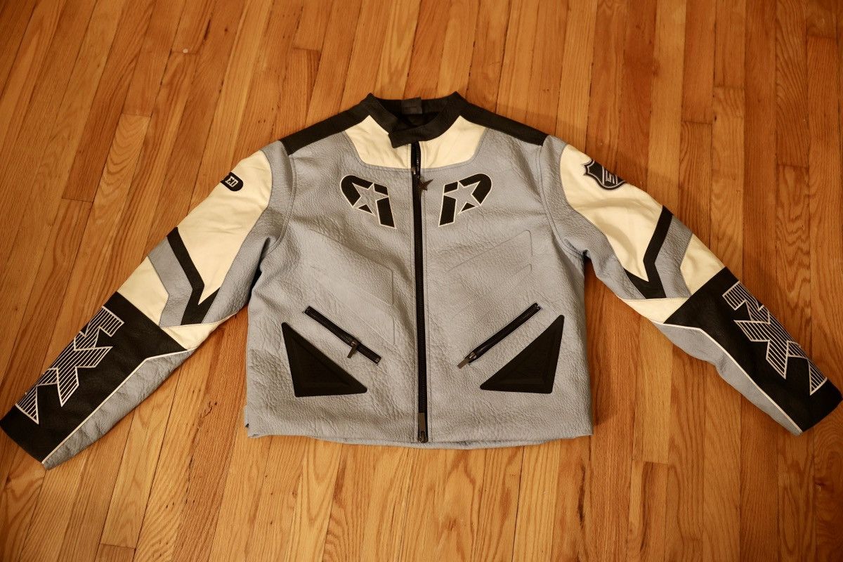 Boohoo × Streetwear Gunna P Star Leather Biker Jacket Blue | Grailed