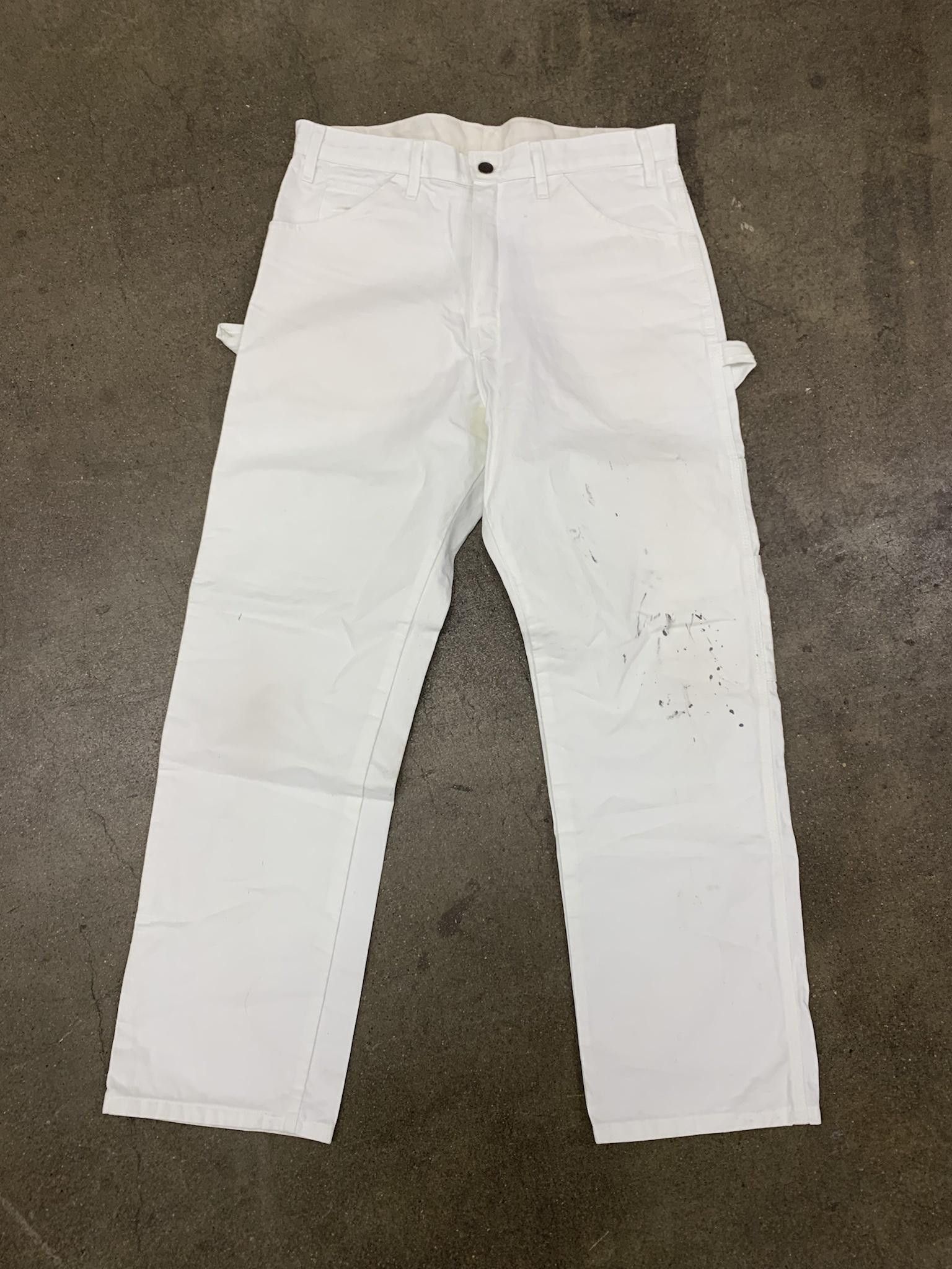 Vintage Vintage Custom Paint Stained White Dickies Utility pants | Grailed