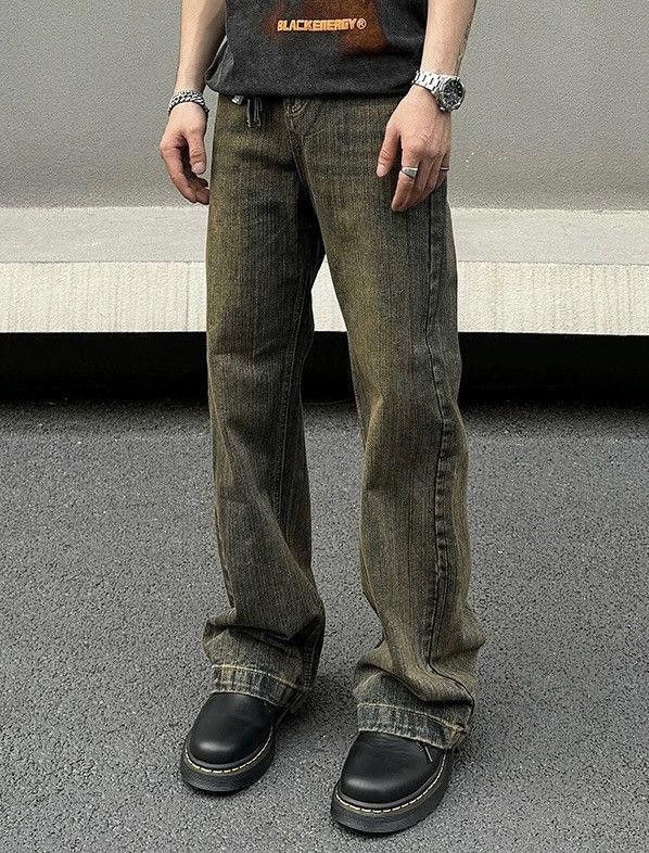 Streetwear Washed Stacked Flared Denim Jeans | Grailed