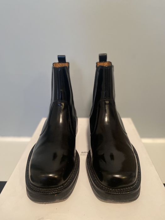 AMI AMI Black Patent Leather Boots | Grailed