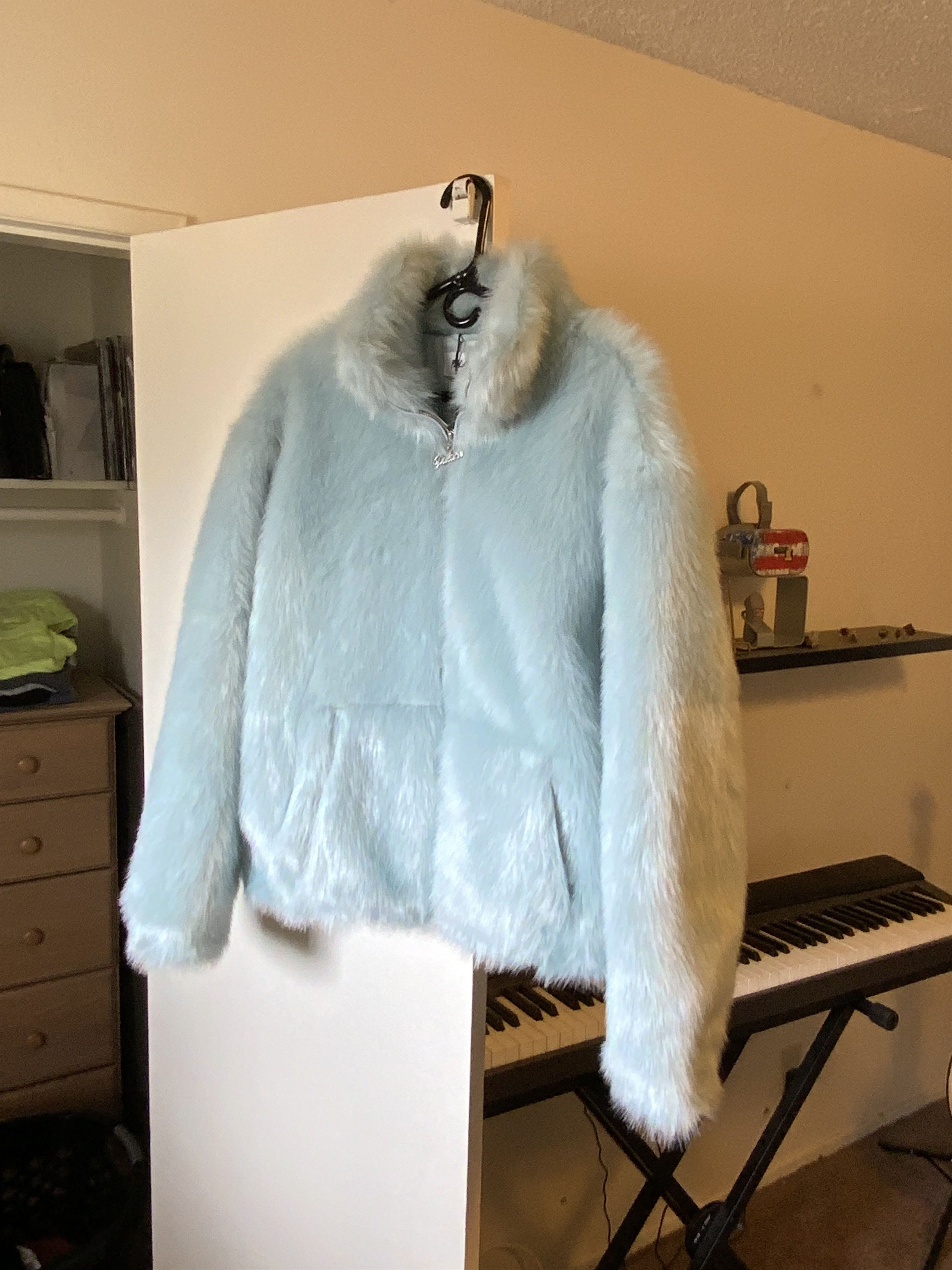Palace Faux Fur Jacket Icey Blue | Grailed