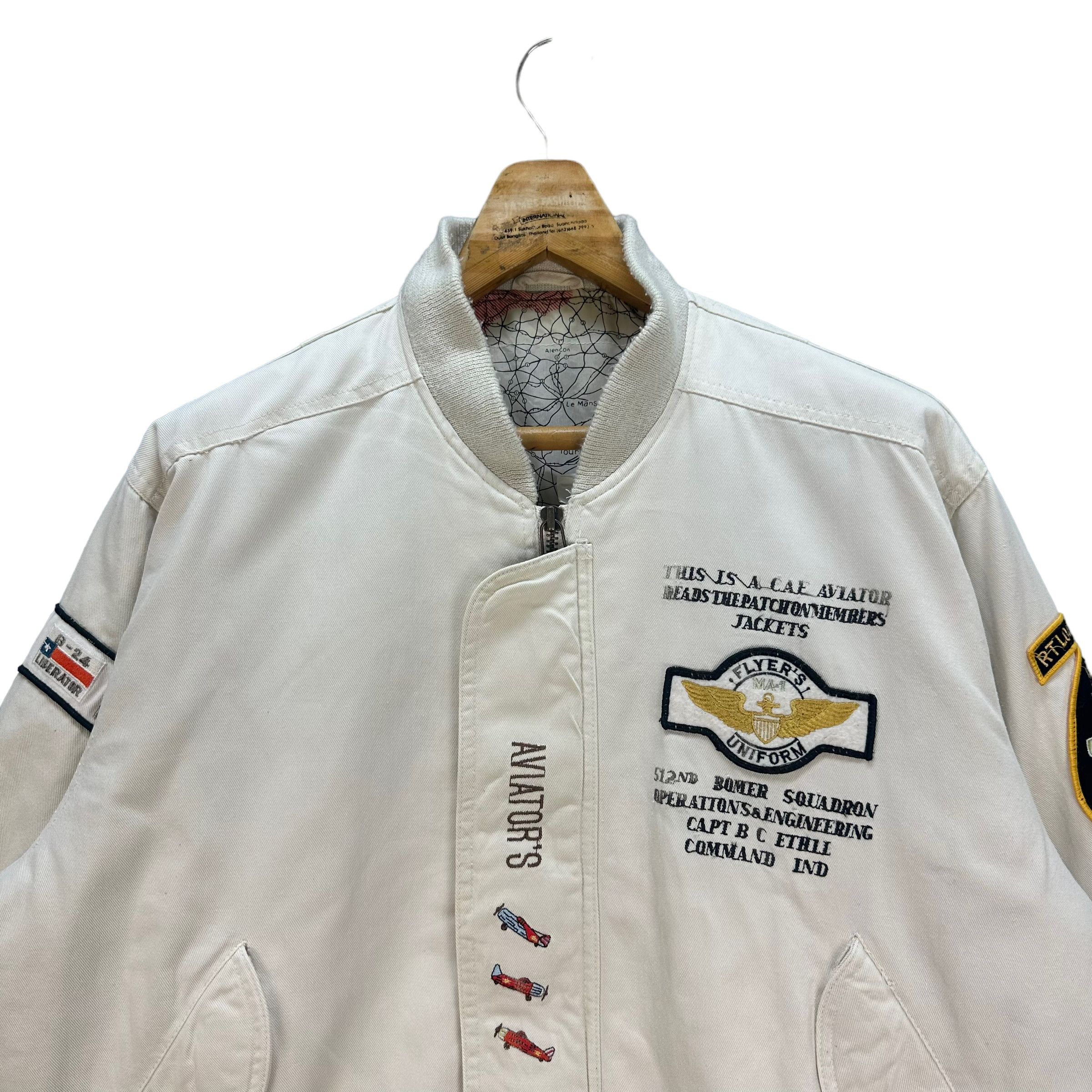 Ma 1 × Military × Vintage AVIATOR'S WORLD MAP BOMER SQUADRON BOMBER ...