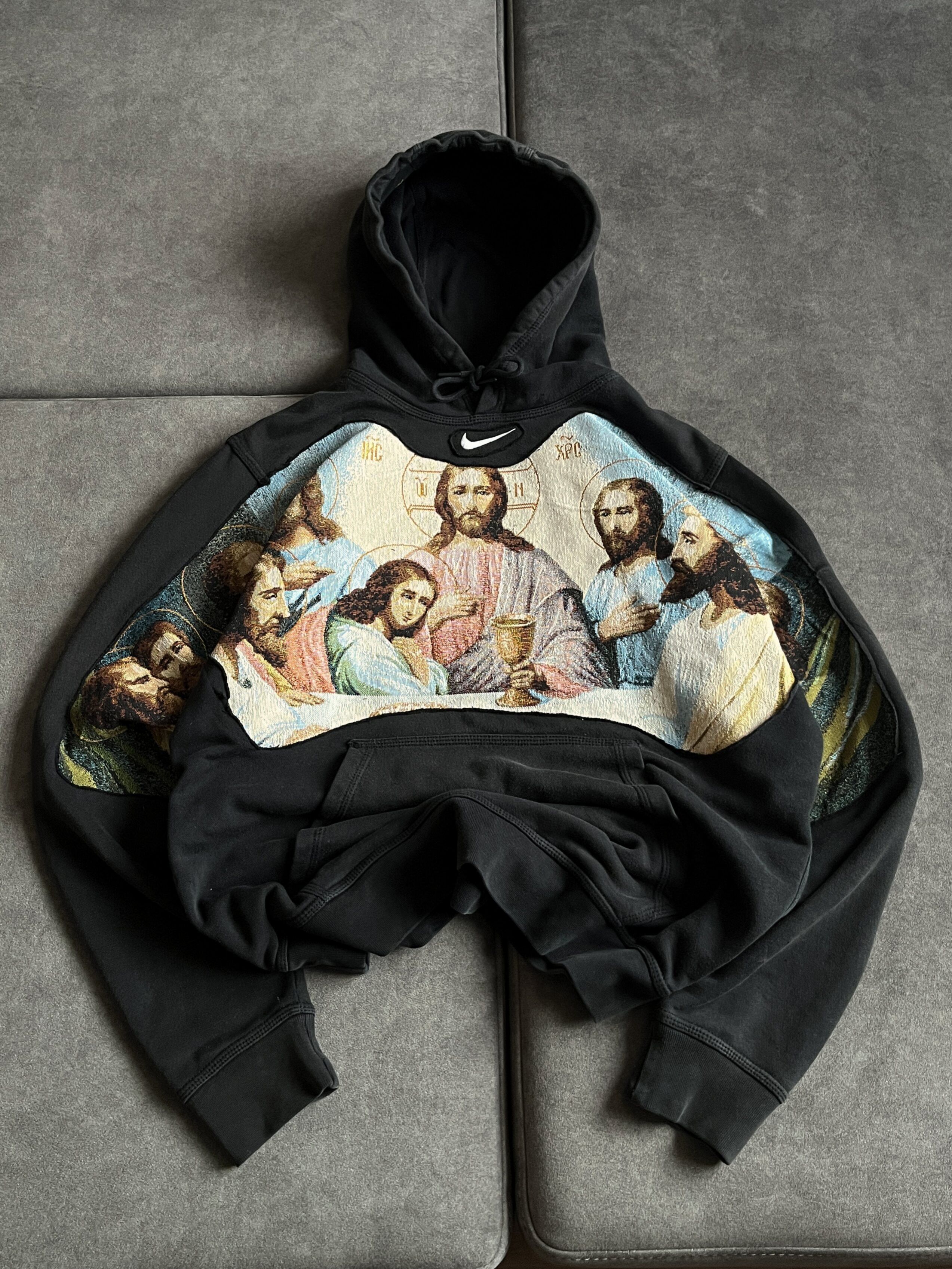 Nike Vintage Japanese Jesus Nike Big Logo Centre Hoodie 90s | Grailed
