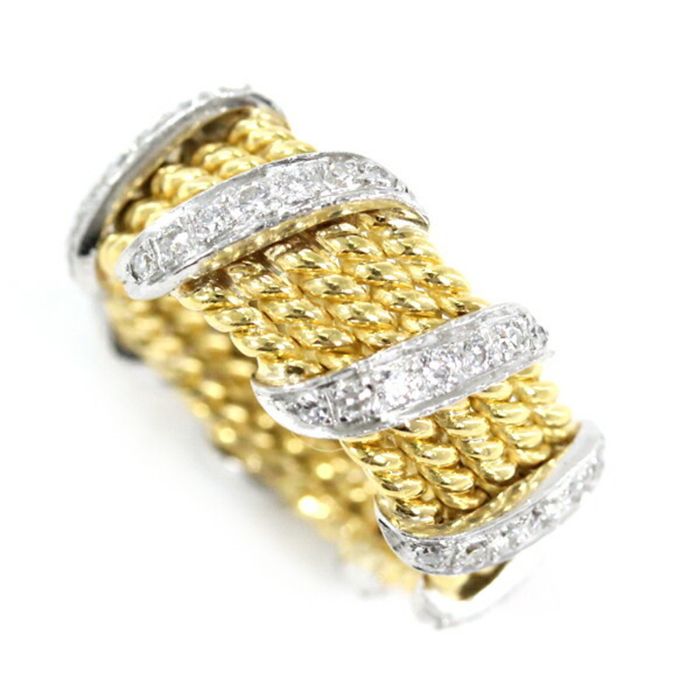 Tiffany & Co. Tiffany Jean Schlumberger Rope Ring 5 Row K18 Diamond No ...