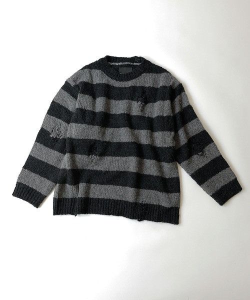 Number (N)ine Number nine WOOL ALPACA RIPPED KNIT PULLOVER Sweater ...