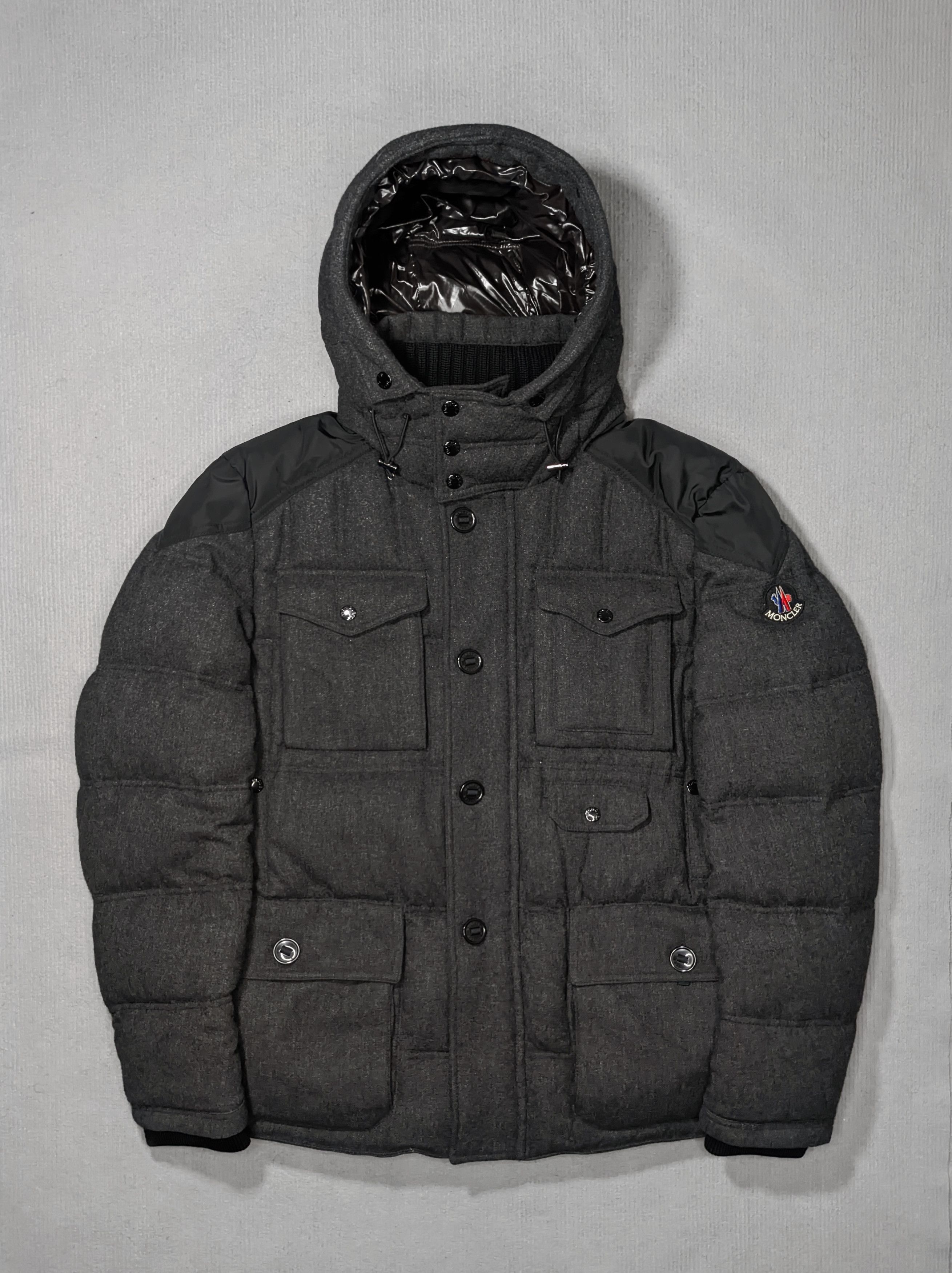 Luxury × Moncler × Vintage Vintage Moncler Hugo Grey Wool Puffer Jacket ...