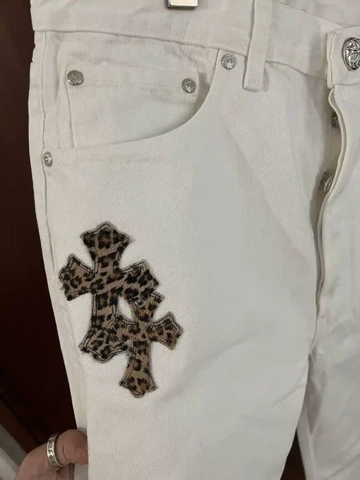 Chrome Hearts Chrome hearts Leopard cross patch denim jeans | Grailed