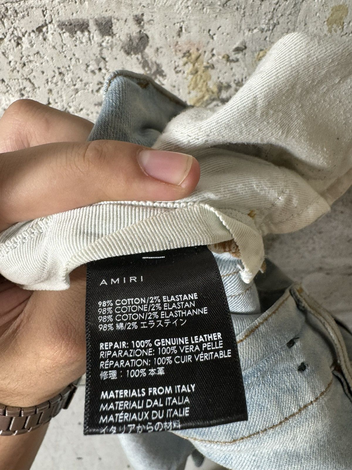 Amiri AMIRI Mx1 Light Wash White Patch Jeans | Grailed