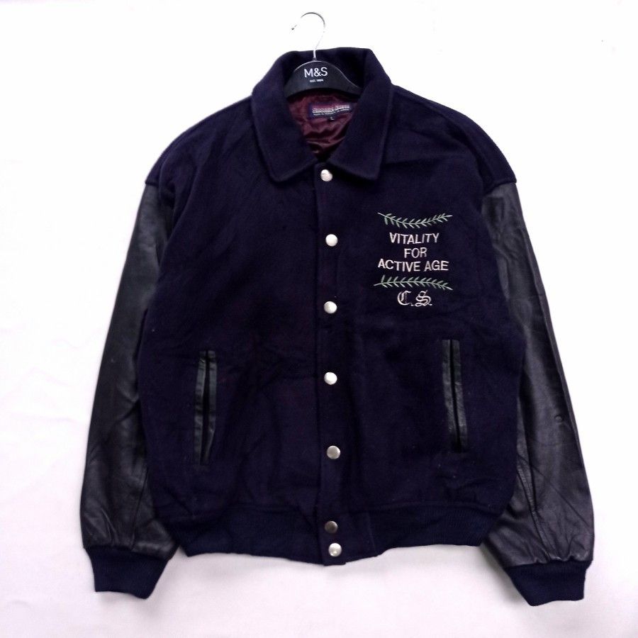 Japanese Brand × Varsity Jacket 90s Crocodile sports wool leather ...