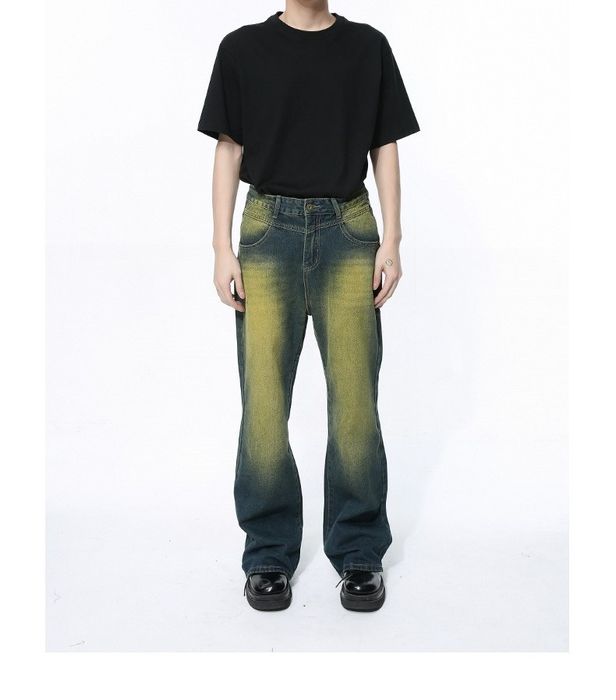 Streetwear Baggy Gradient Wash Flared Stack Denim Jeans | Grailed
