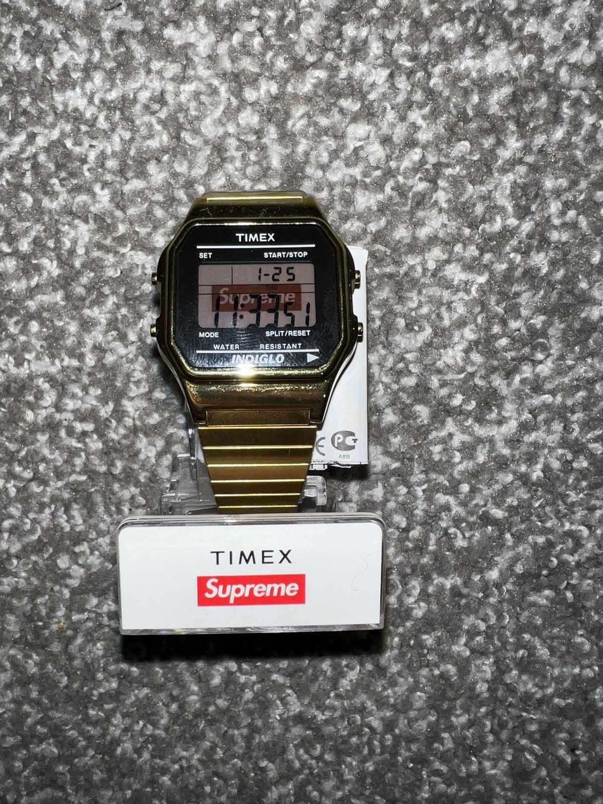 Supreme × Timex Supreme times digital watch gold | Grailed
