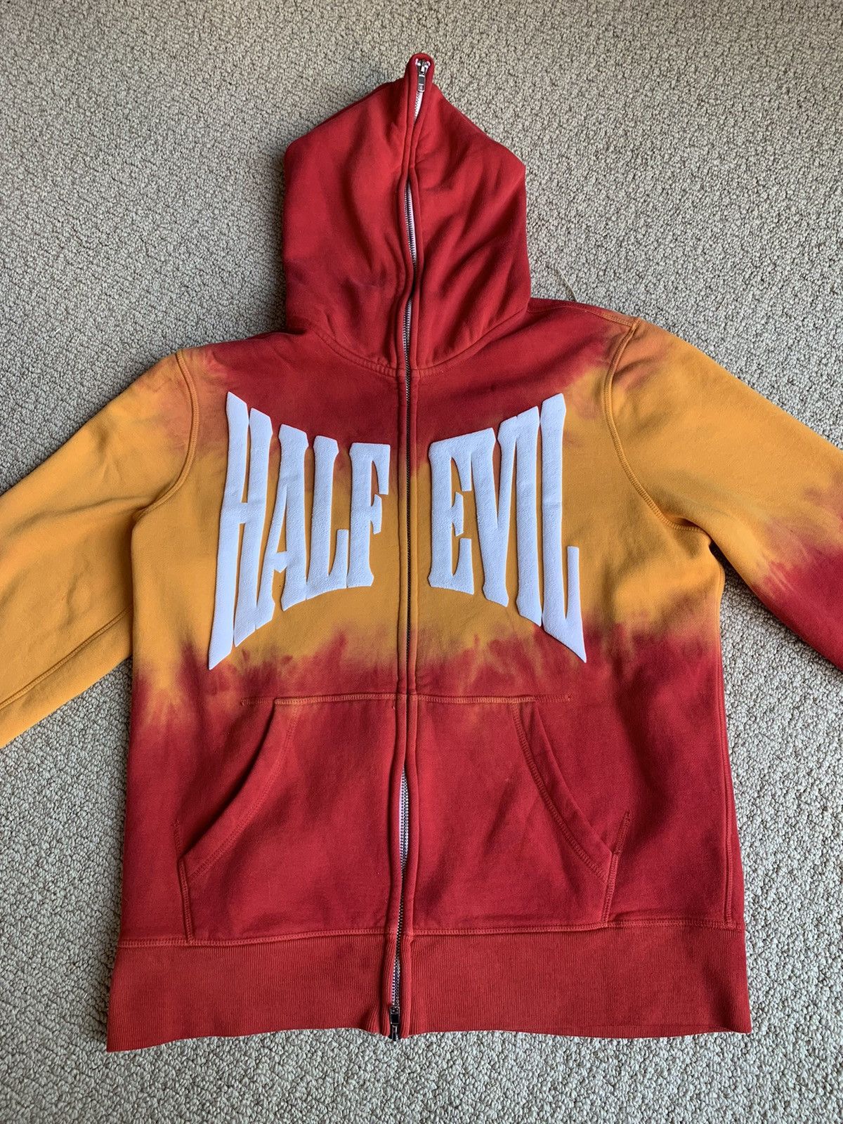 Half Evil Half Evil Puff Print Logo Full Zip Hoodie | Grailed
