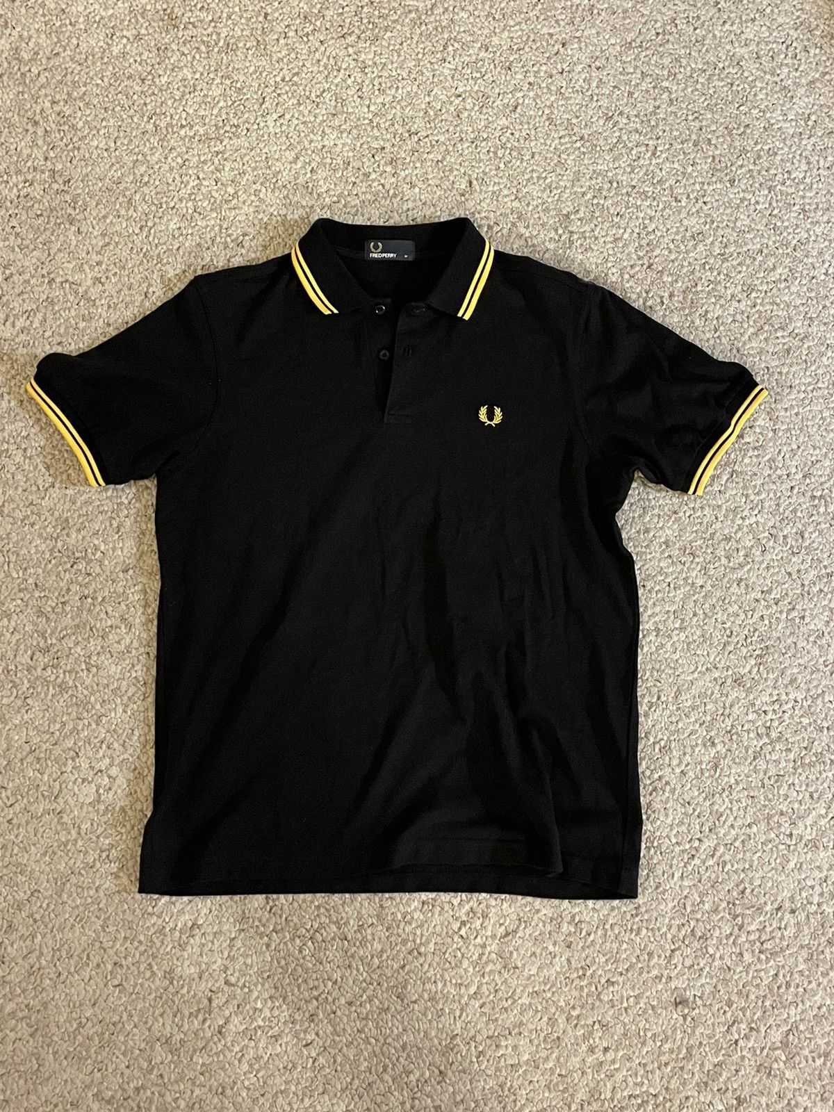 Fred Perry Fred Perry Twin Tipped Polo Shirt Black/Yellow | Grailed