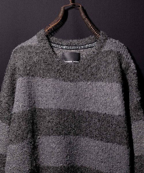 Number (N)ine Number nine ALPACA STRIPED KNIT BIG PULLOVER sweater ...