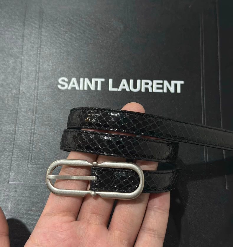 Saint Laurent Paris Saint Laurent YSL Black Silver Snake Belt - dmc ...