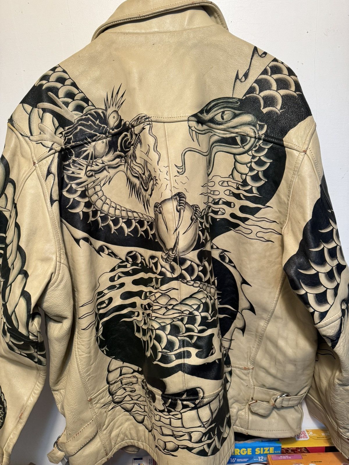 Avirex × Vintage Avirex Dragon Snake Limited #58 Hand Painted Leather ...