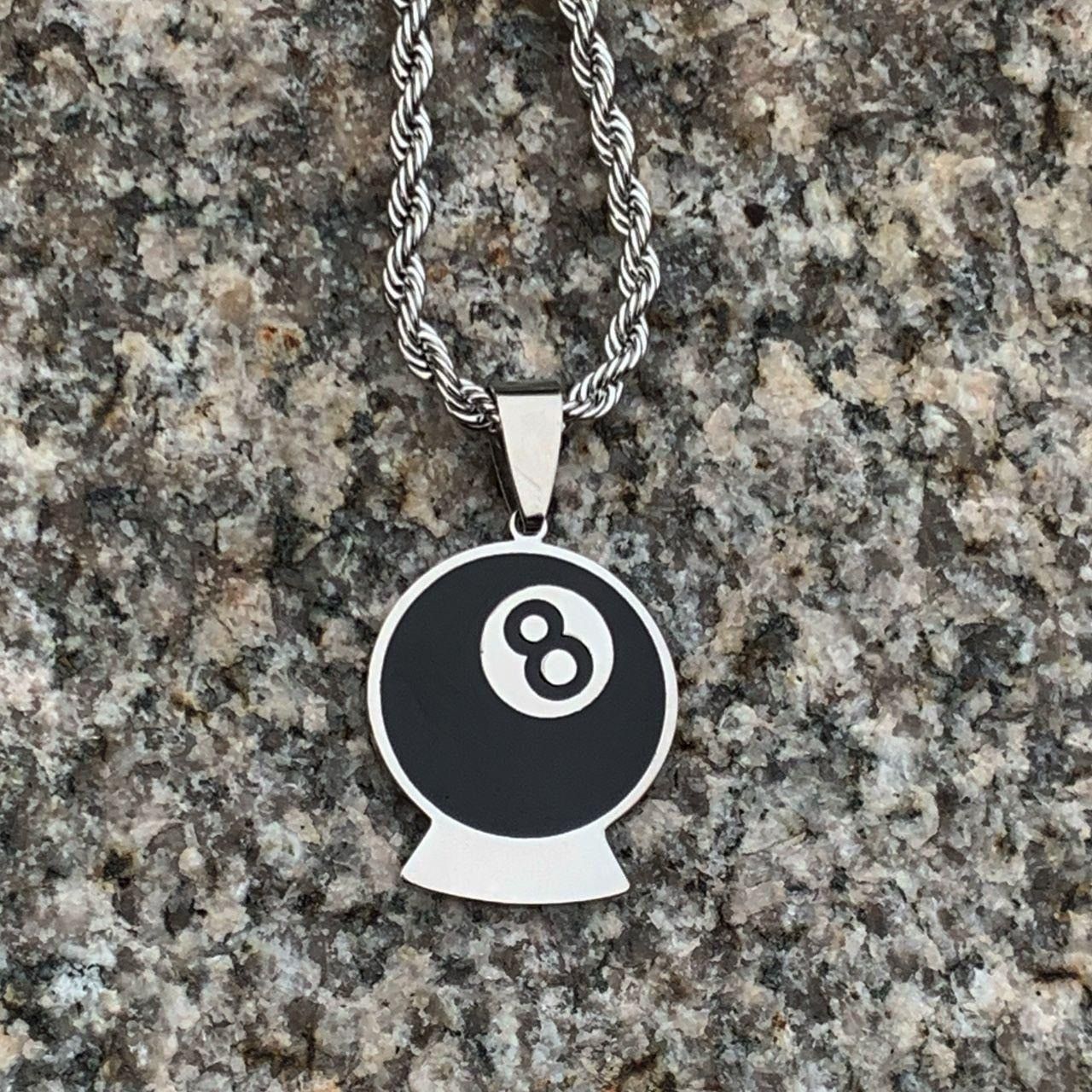 Cuban Link Chain Silver Magic 8 Ball Pendant Rope Chain Cuban Chain ...