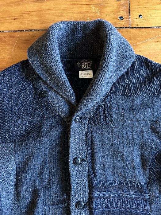 RRL Ralph Lauren Indigo Patchwork Cardigan | Grailed