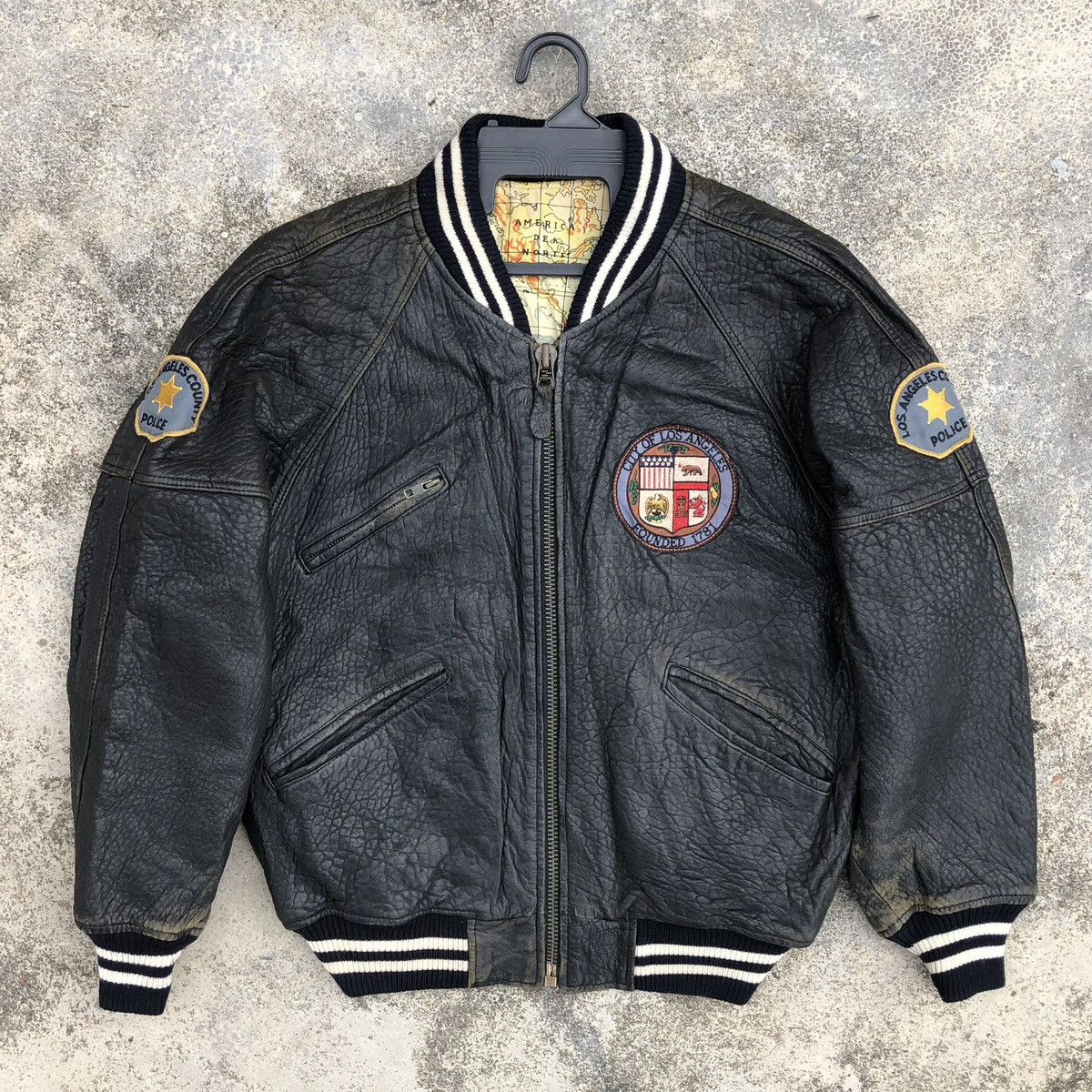 Vintage Vintage 90s Robo Swat L.A Police leather sports jacket | Grailed