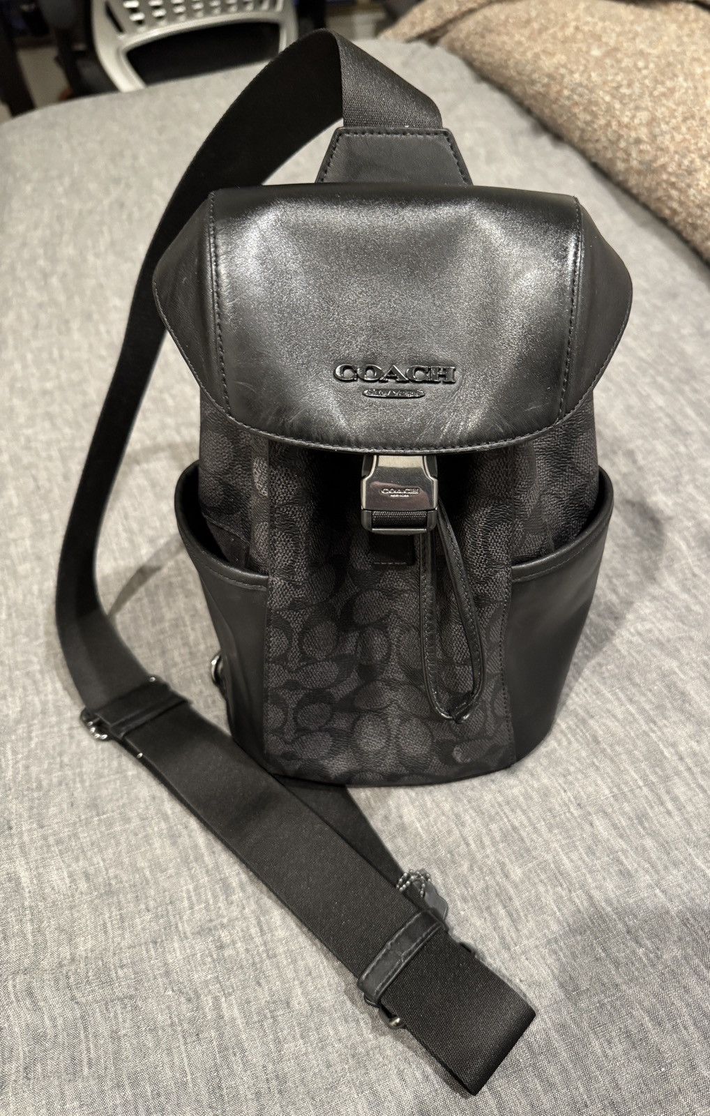 Coach Coach Racer Pack SignatureCT712 Compact Sling Bag Black | Grailed