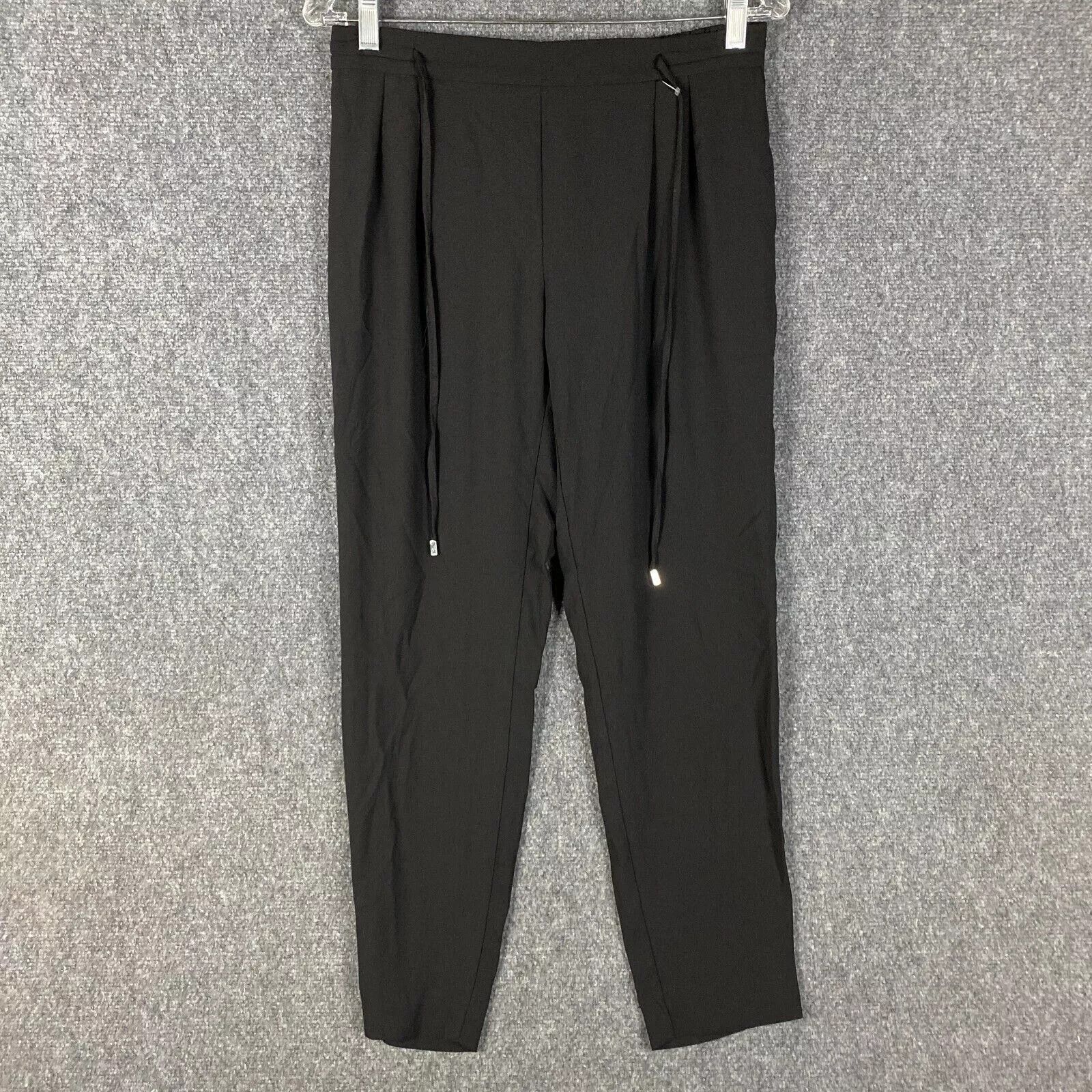 Zara Zara Basic Pants Women's Medium Drawstring Black Polyester M | Grailed