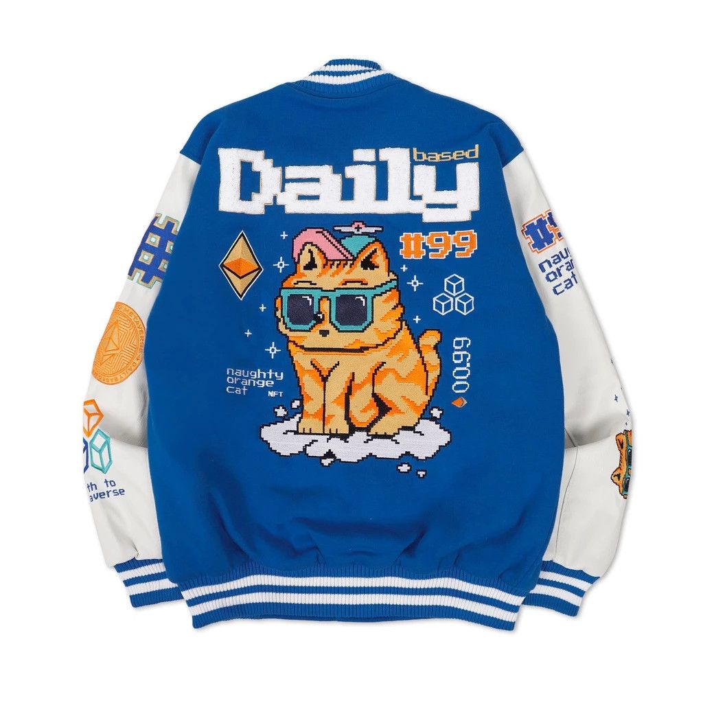 Varsity varsity jacket cutes cat full embroidery | Grailed