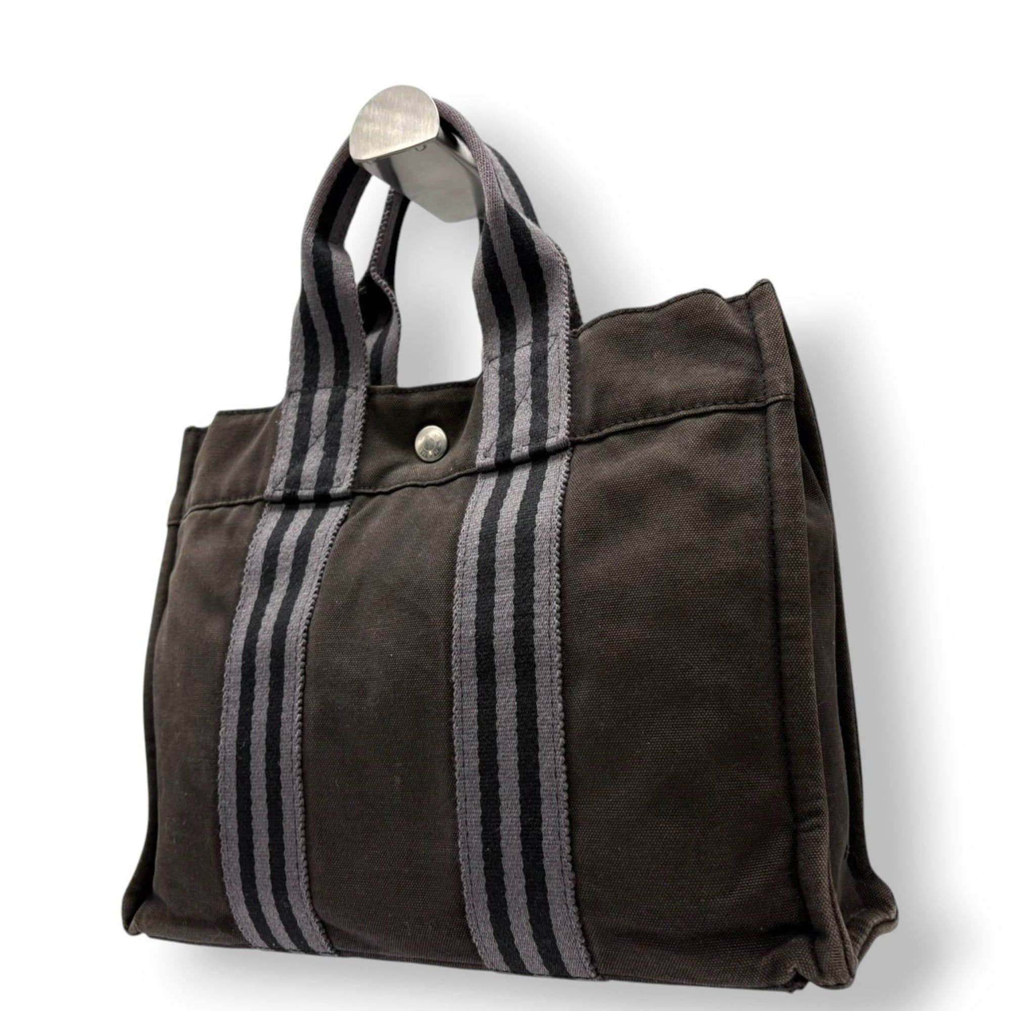 Hermes Hermes Hermès Foul Tote PM Bag, Canvas, Dark Brown, Silver ...