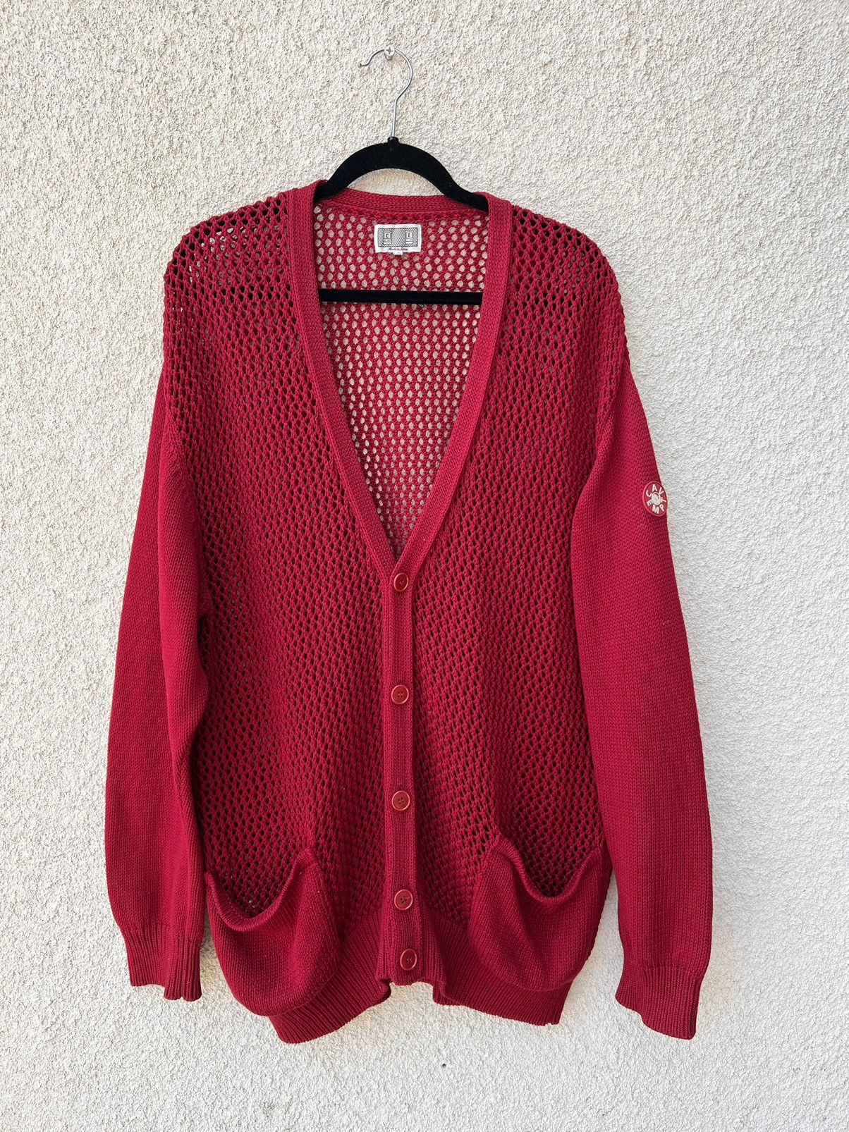 Cav Empt Cav Empt Net Cardigan in Red Size L | Grailed
