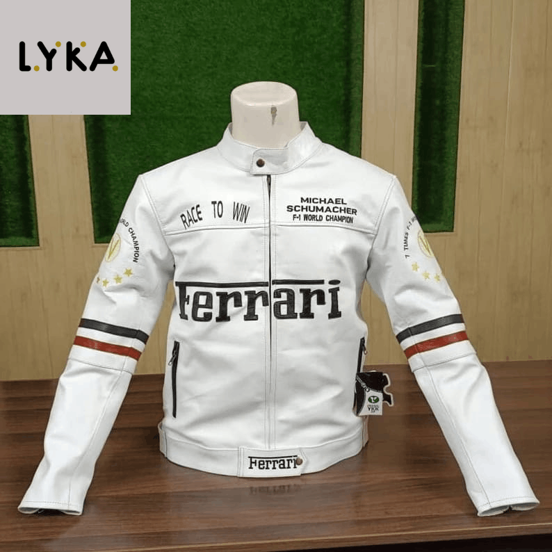 Ferrari × Leather Jacket Ferrari Racing Leather Jacket F1 Logo Racing ...