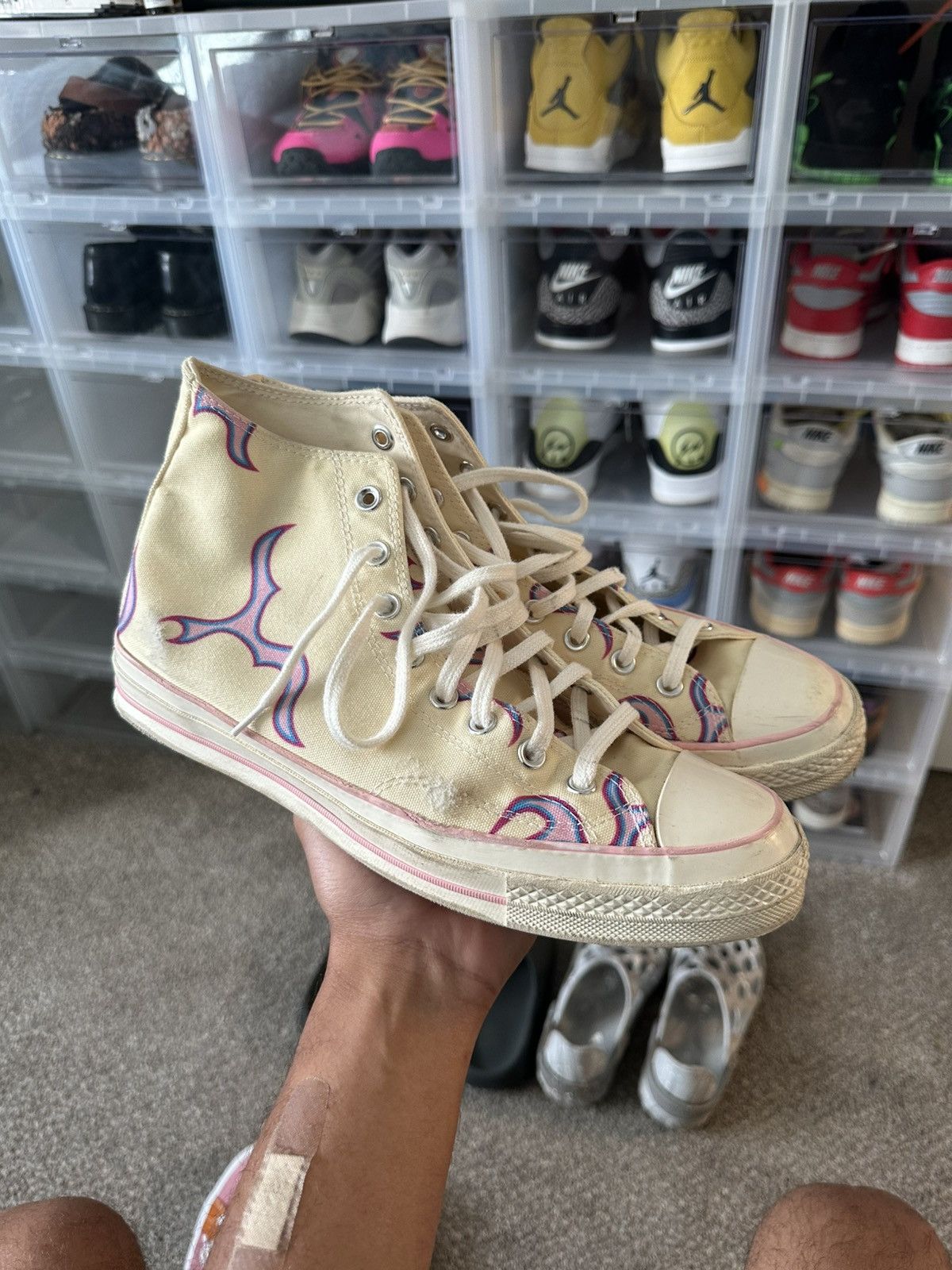 Converse × Golf Wang × Tyler The Creator Chuck 70 high cream/pink flame ...