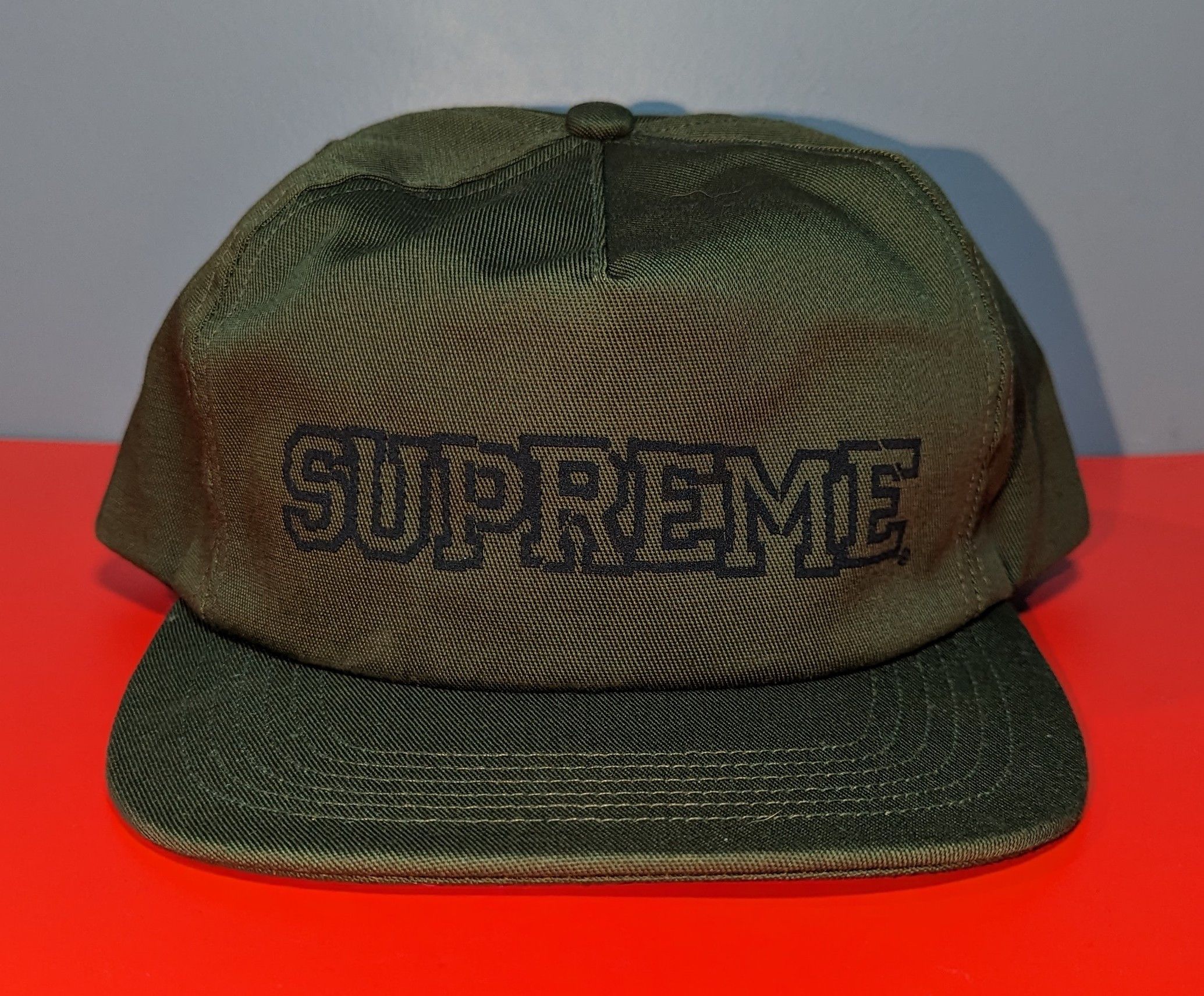 Supreme Supreme Shattered Logo 5-Panel Hat Olive | Grailed