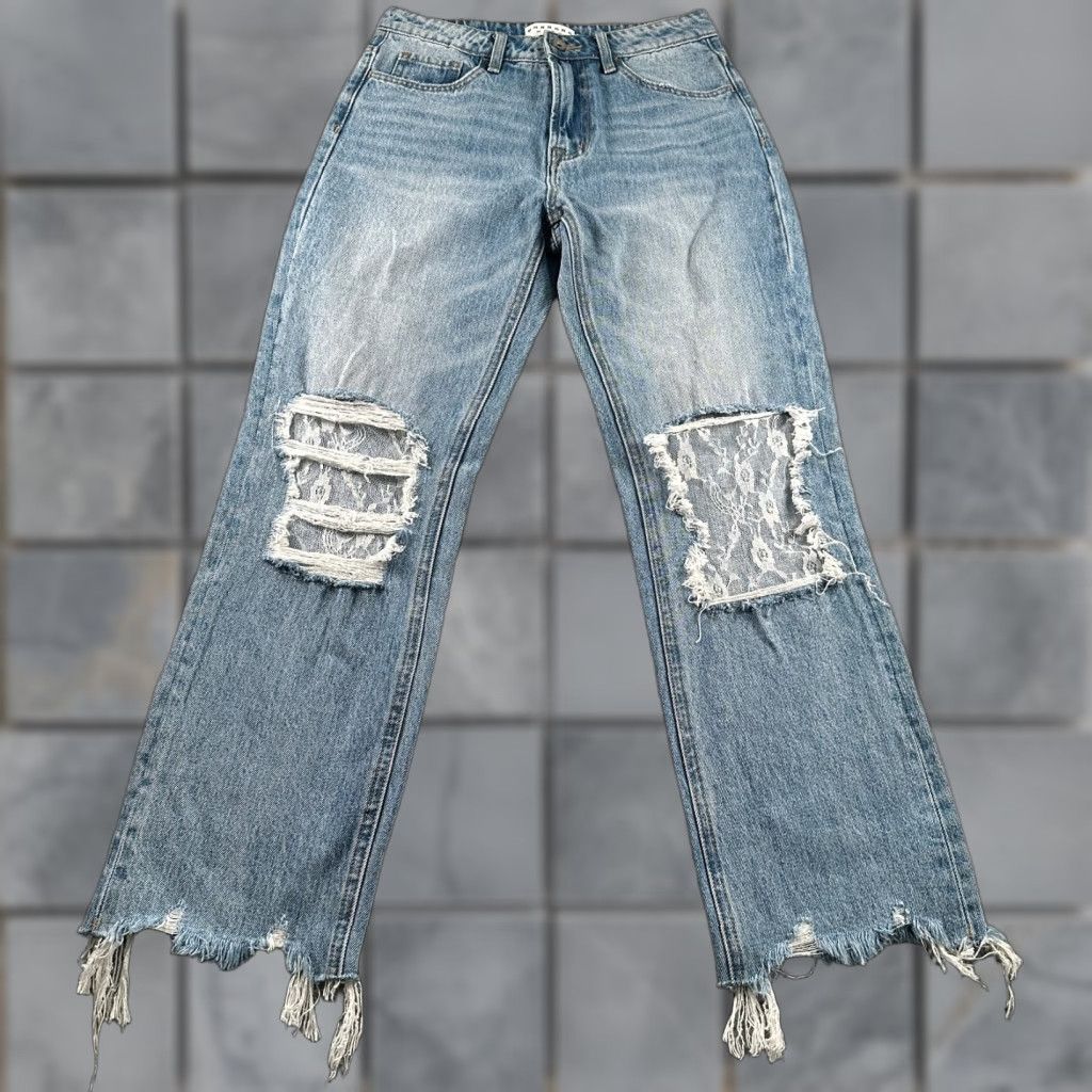 Vintage Bayeas Jeans Women's 25 Washed Blue High Rise Crop Straight ...