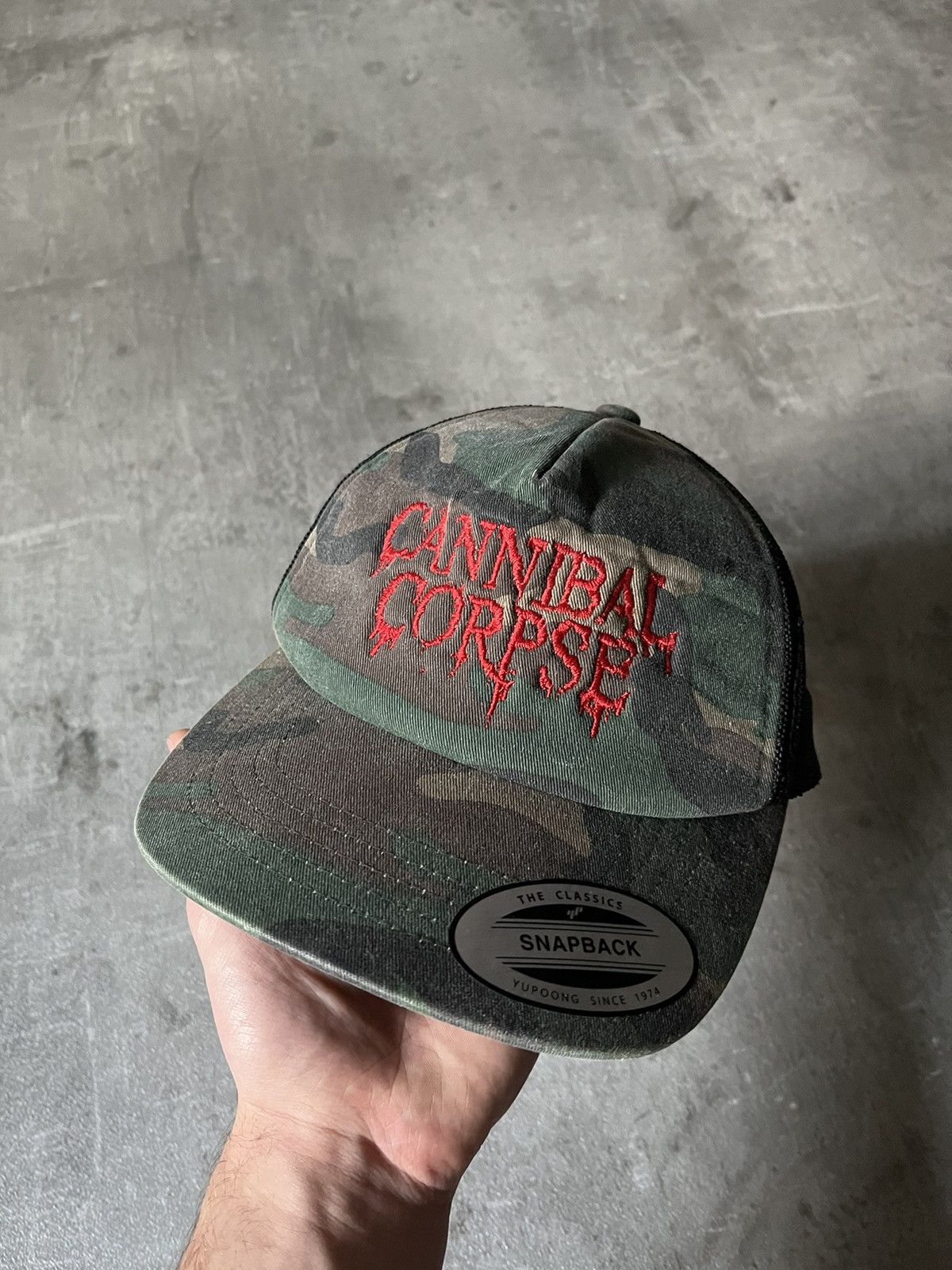 Band Tees × Rock T Shirt × Vintage Vintage Cannibal Corpse cap hat camo ...
