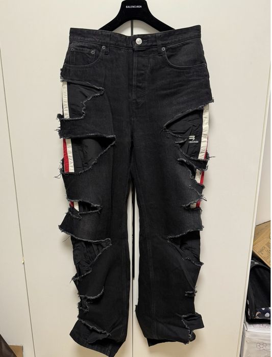 Balenciaga Balenciag ripped straight-leg jeans black | Grailed