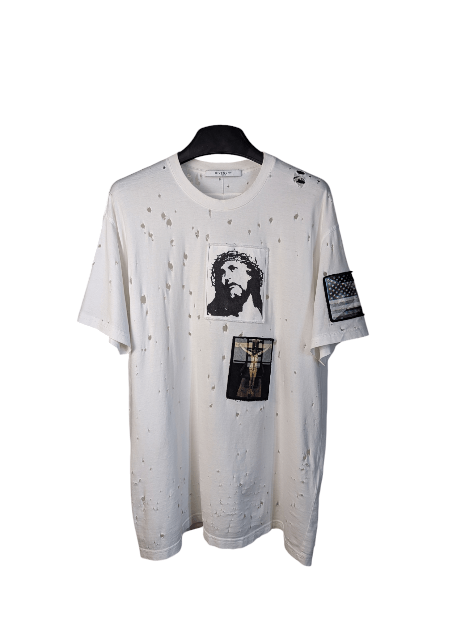 Givenchy Givenchy Jesus Us Patch Distressed Cotton T Shirt | Grailed