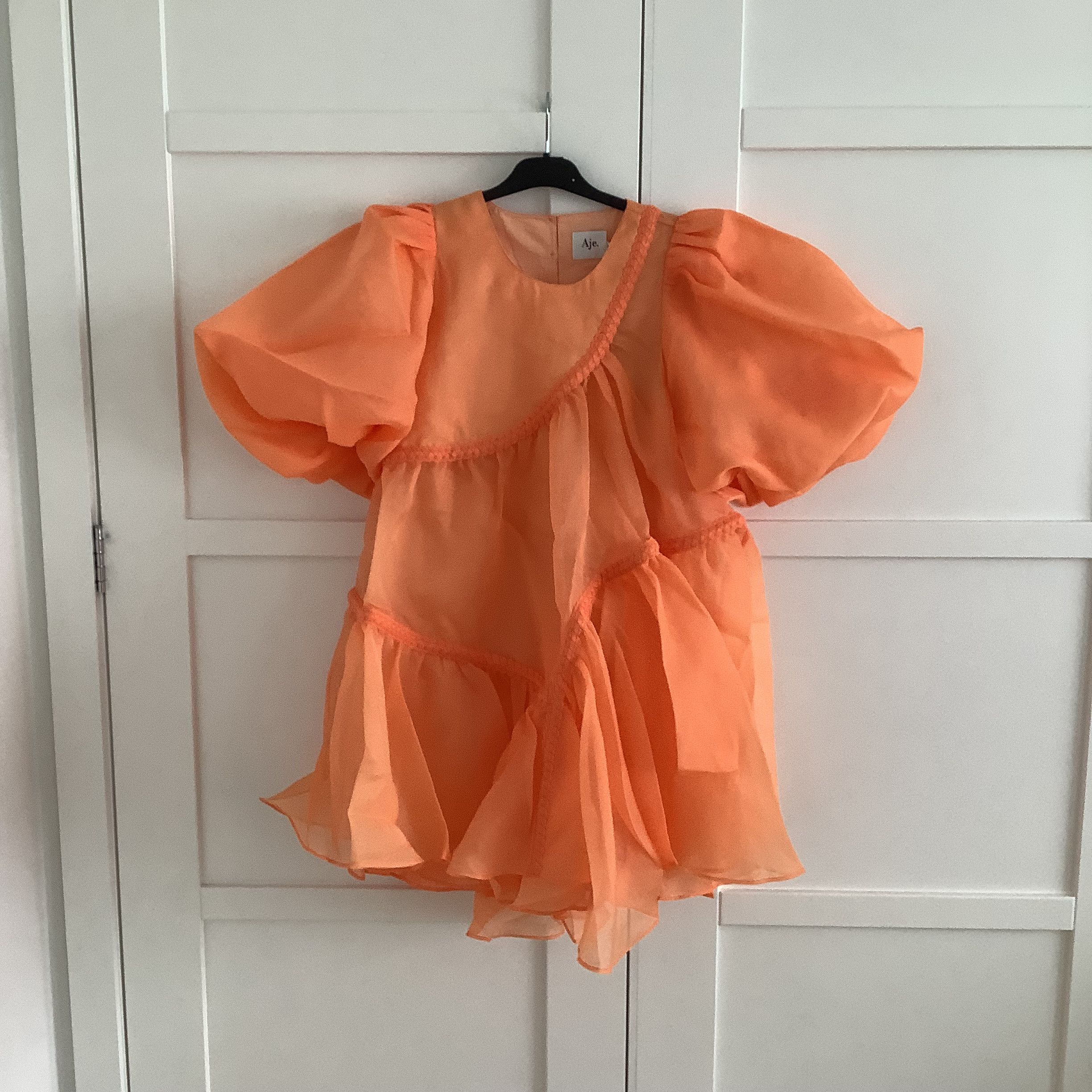 AJE Aje Riviera asymmetrical braided puff sleeve smock dress | Grailed