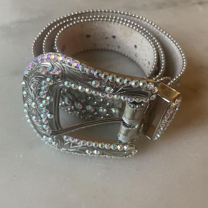 B.B. Simon BB SIMON B.B. SIMON rhinestone studded cross crosses belt ...