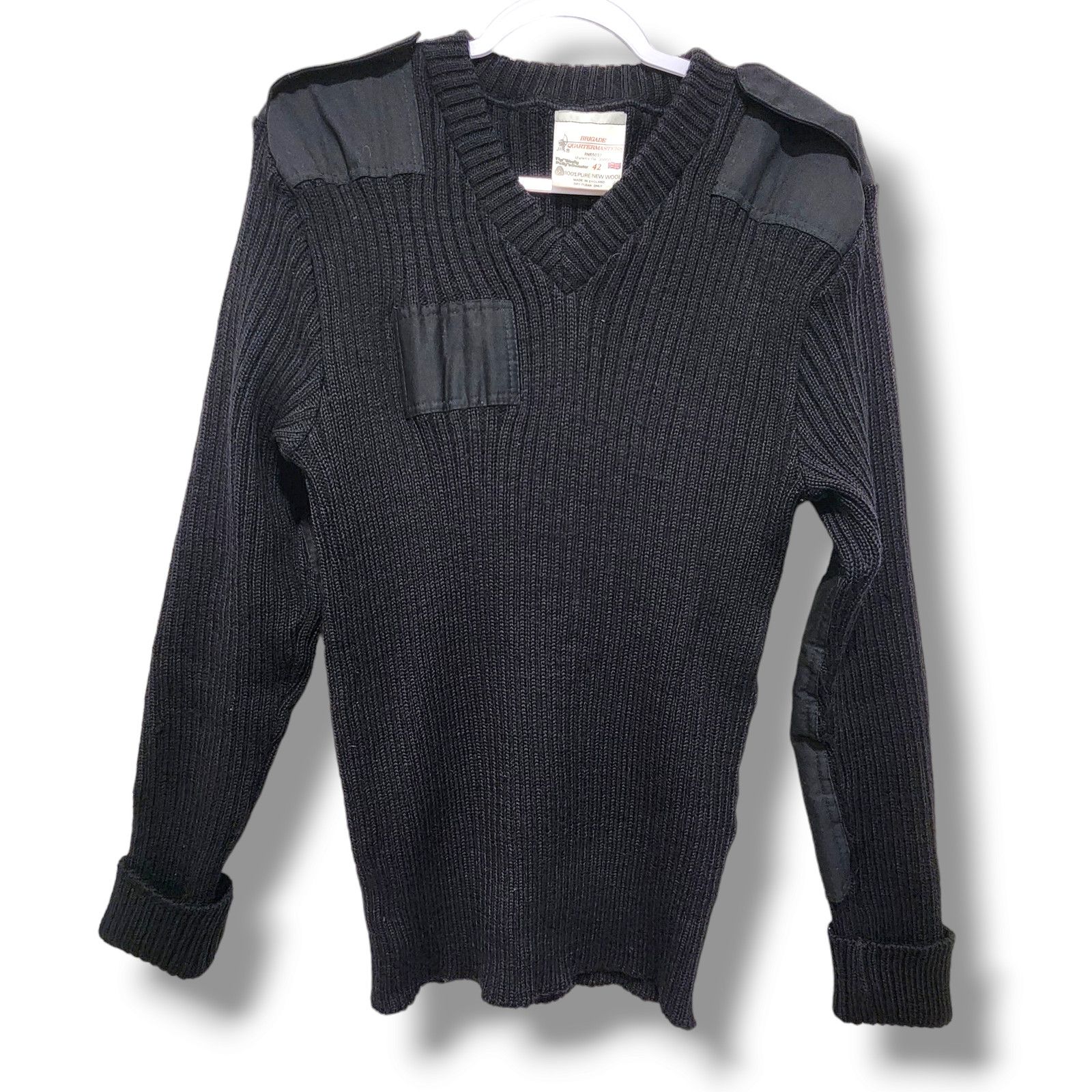 Military × Streetwear Black Wooly Pully Sweater Vintage Woolmark Logo ...