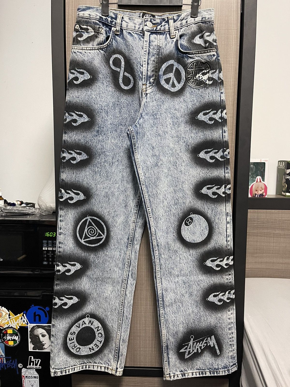 Dries Van Noten × Stussy Stussy x Dries Van Noten Hand stenciled jeans ...