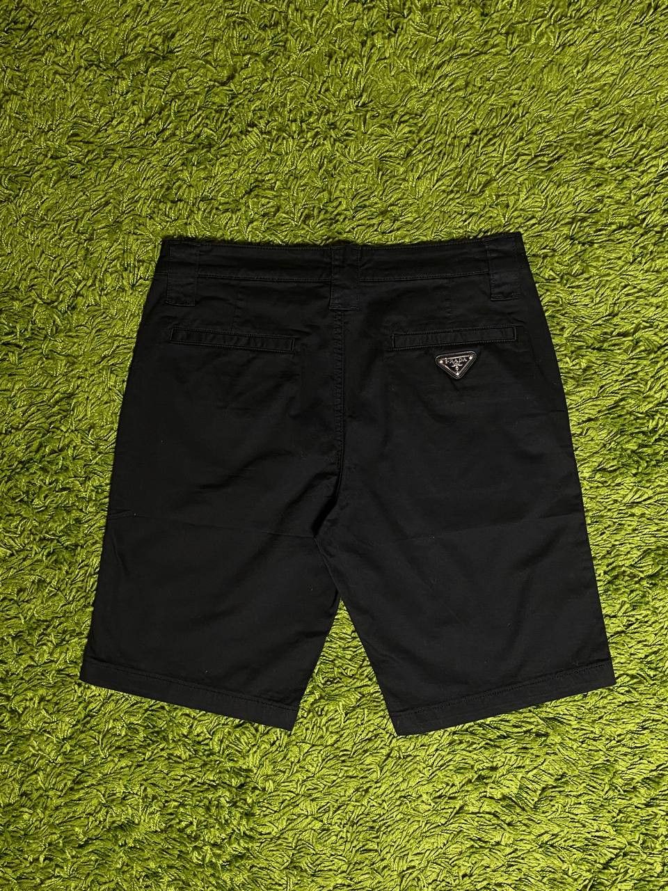 Prada Prada Milano Triangle Metallic Patch Logo Black Shorts | Grailed