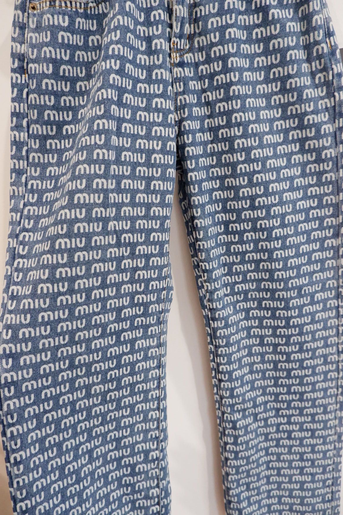 Prada 🛬Relist Soon 🛬 Miu Miu All Overprint Logo Jeans 2021 | Grailed