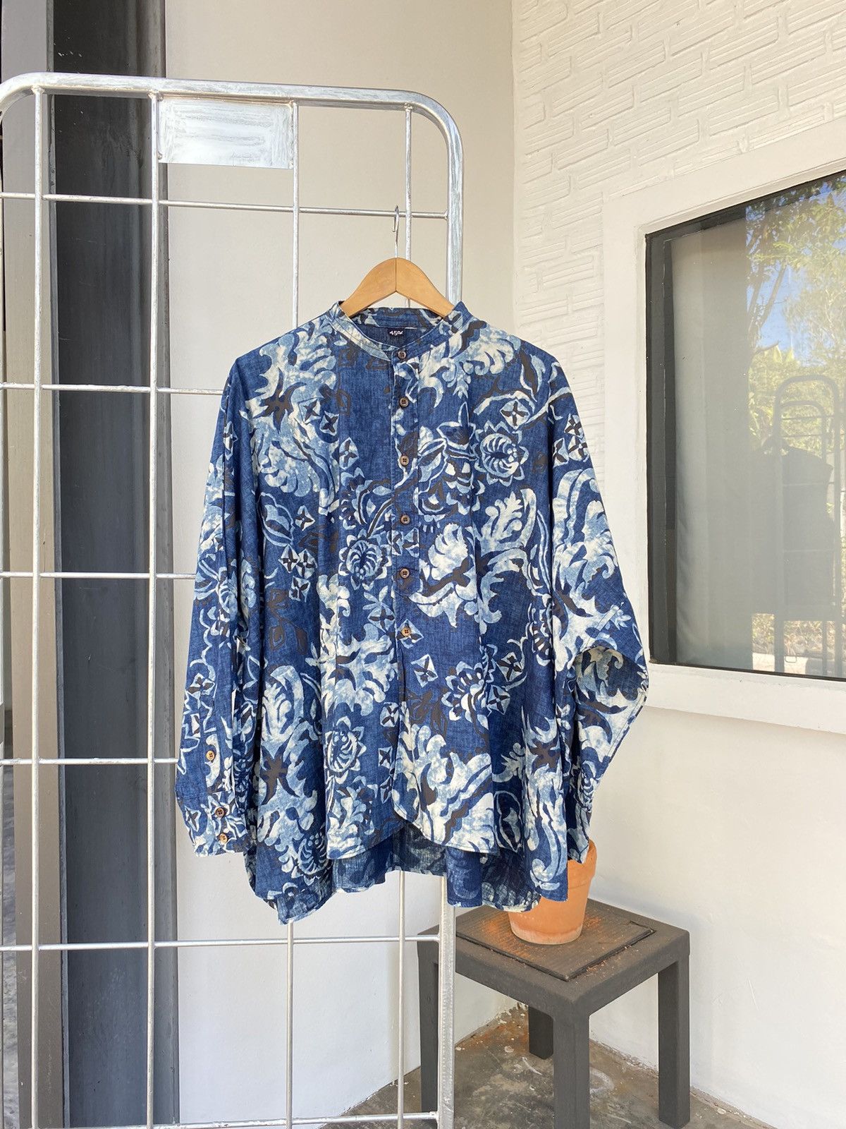 45rpm 45 rpm Japanese traditional Mandarin collar indigo shirt | Grailed