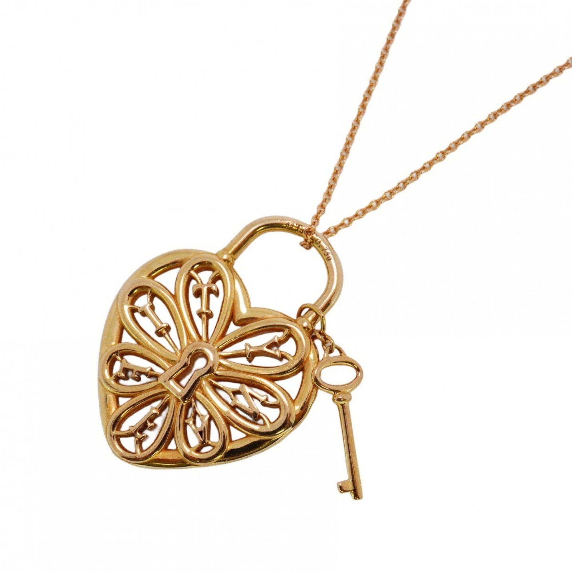 Tiffany & Co. Tiffany Necklace Filigree Heart K18PG Pink Gold Ladies ...