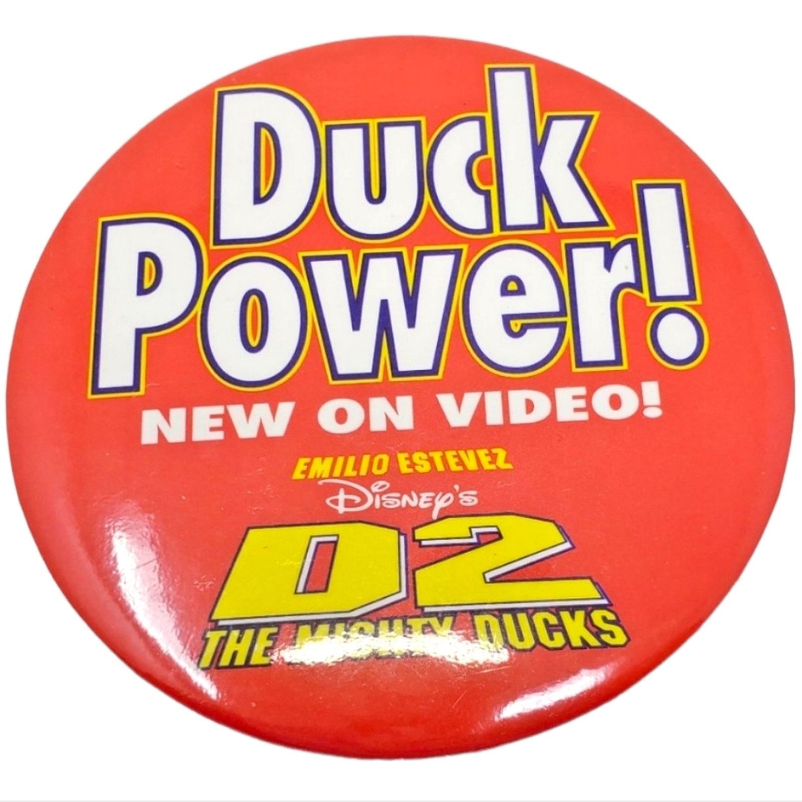Disney VTG Disney D2 The Mighty Ducks Round Red VHS 90 Promo Button ...